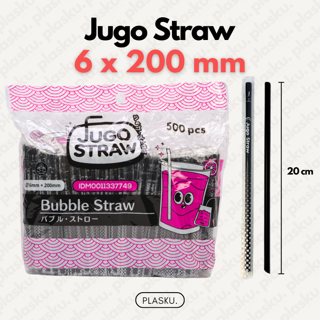 Jual Sedotan Plastik STERIL HITAM Jugo Straw 6mm x 200mm (Isi 500 pcs ...