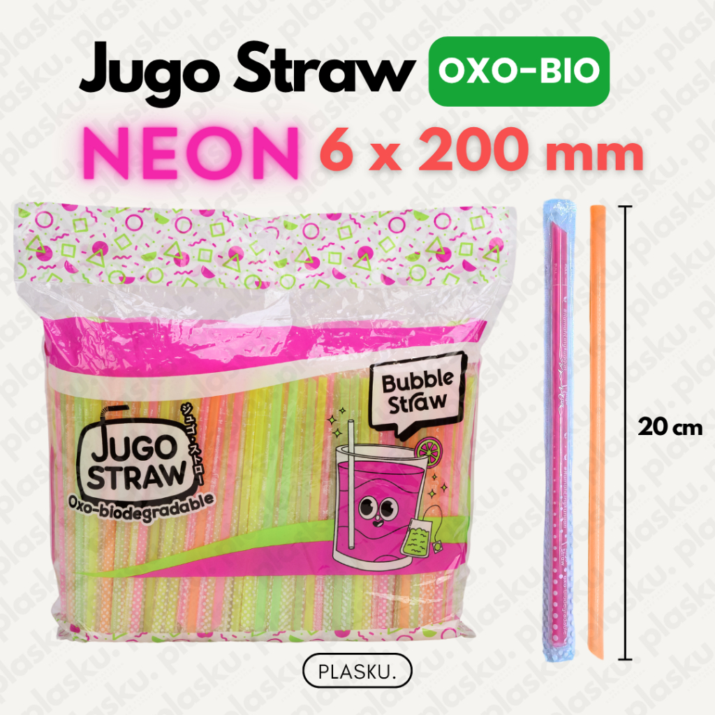 Jual Sedotan NEON OXO Steril Jugo Straw Neon Mix 6mm x 200mm (Isi 500 ...