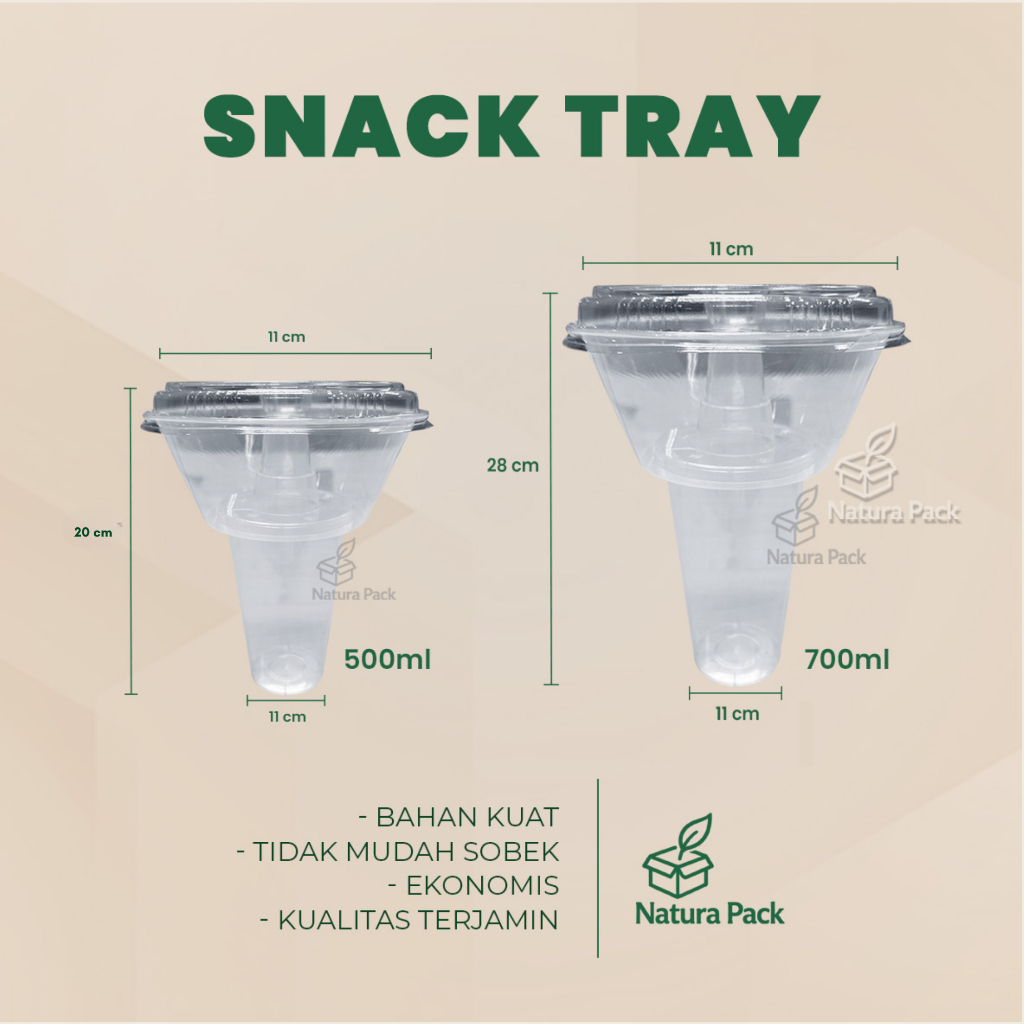 Jual [100 SET] Snack Tray + Cup Injection 500ml / 700ml + Tutup - (Thin ...