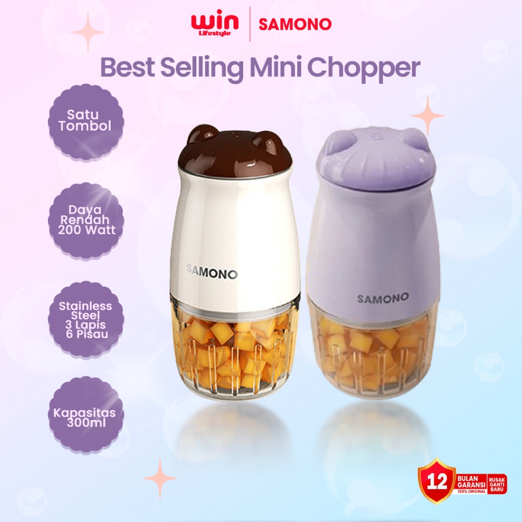 Jual [BEST SELLER] SAMONO Mini Chopper Elektrik 300ml Wadah Kaca ...