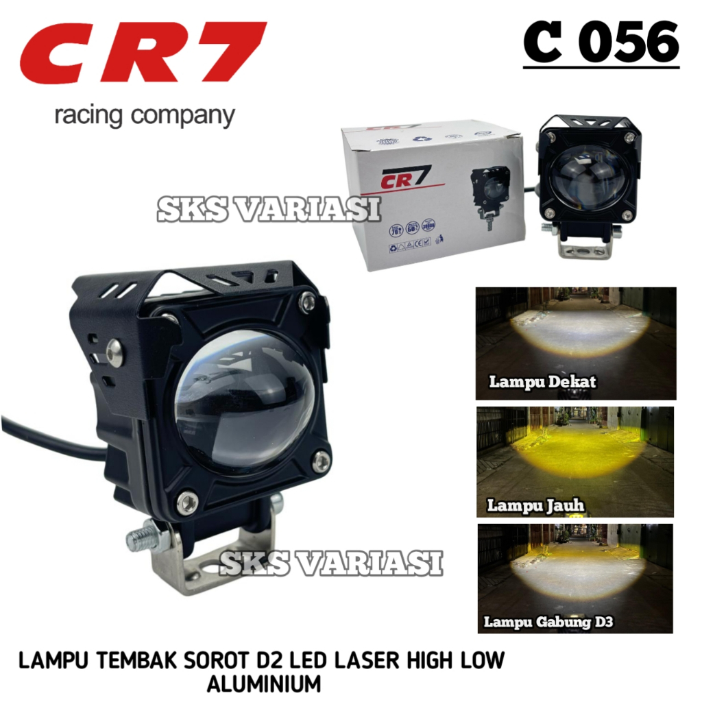 Jual Lampu Tembak Sorot D2 Laser 1 Mata LED CR7 C056 High Low Putih Kuning Waterproof Aluminium ...
