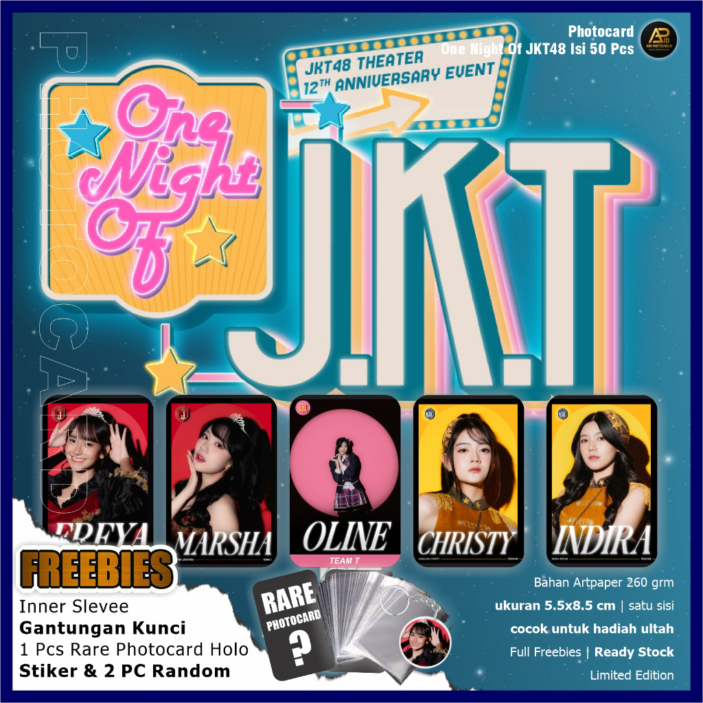 Jual Photocard JKT48 Edisi One Night of JKT48 isi 50 Pcs Fanmade | Bonus Ganci, Rare Card, 2 PC ...