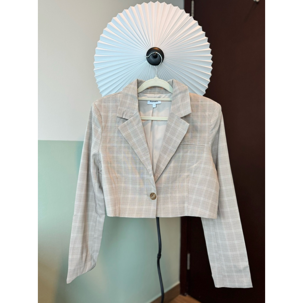 Jual Pomelo Crop Plaid Blazer (Preloved) | Shopee Indonesia