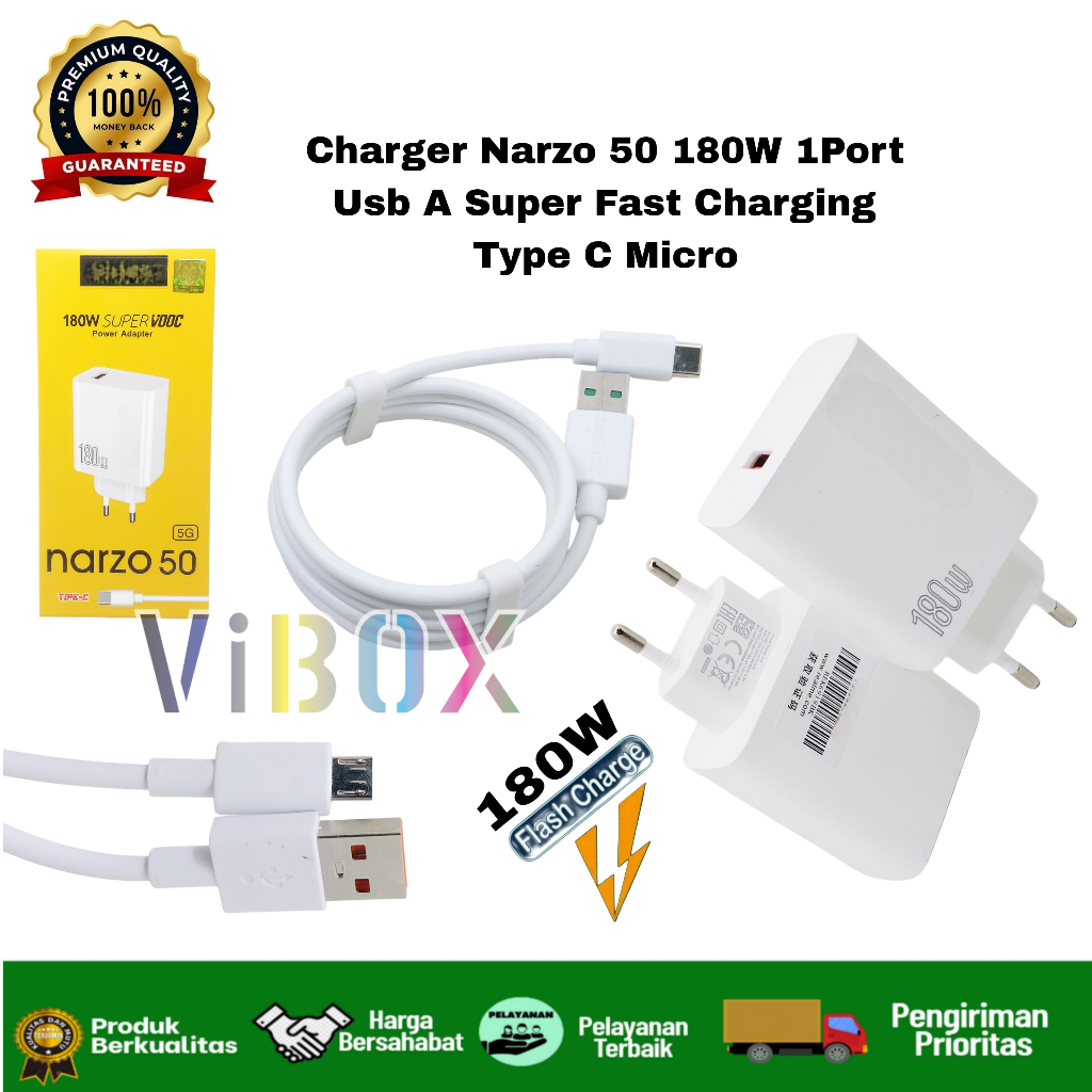 Jual Charger Cas Carger Casan Realme Narzo 50 180W Fast Charging MICRO ...