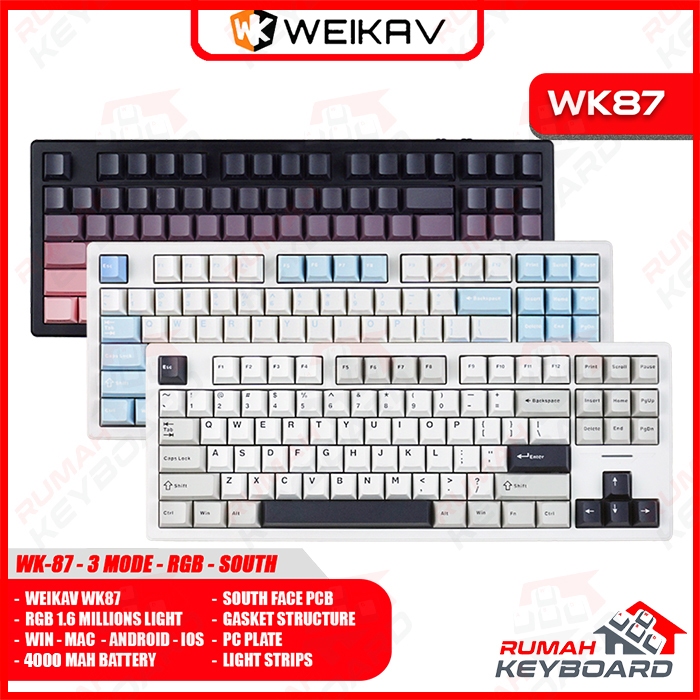 Jual WEIKAV WK87 - TKL - 80% - 3 MODE - VIA - Gasket - South Face RGB ...