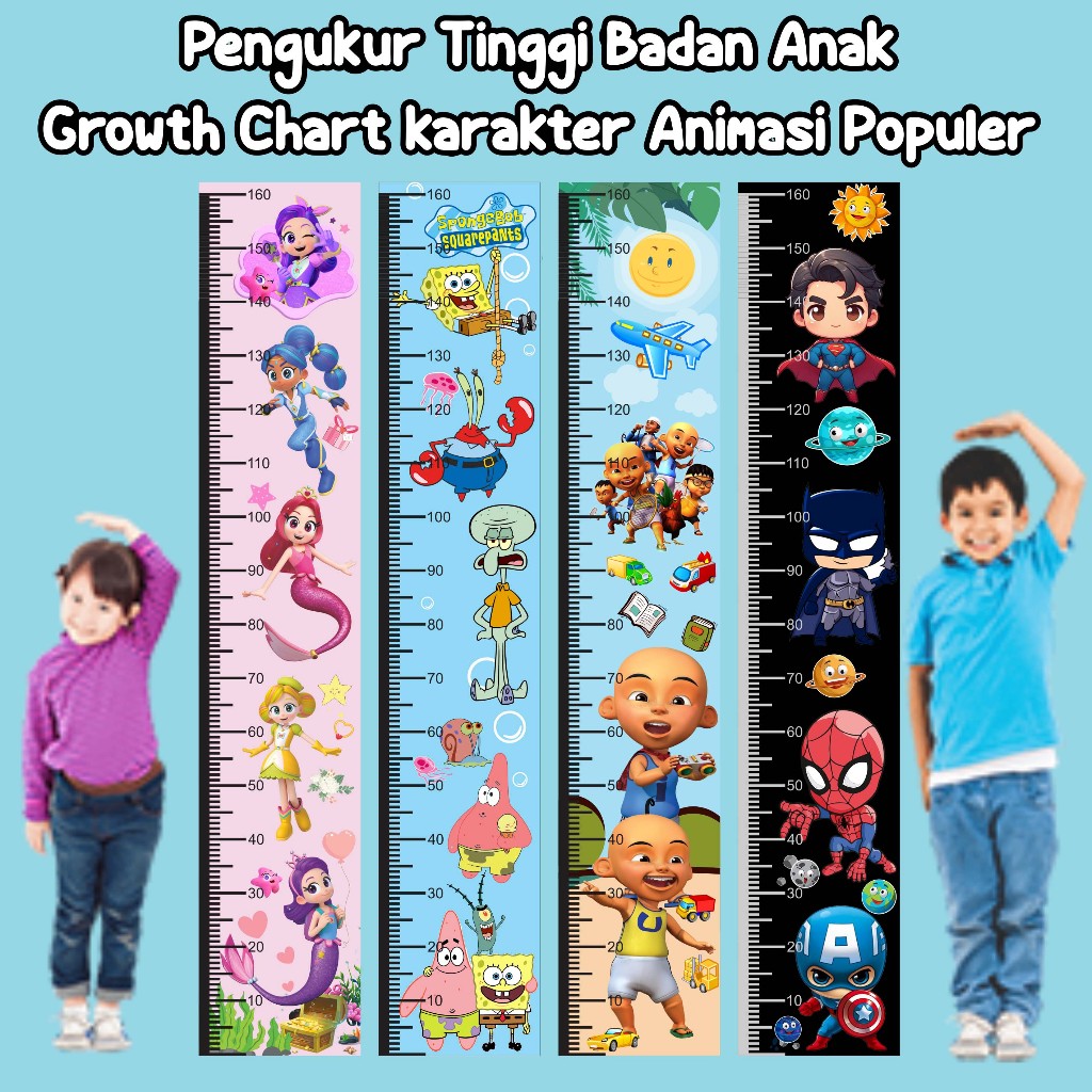 Jual Pengukur Tinggi Badan Anak Growth Chart karakter Animasi Populer ...