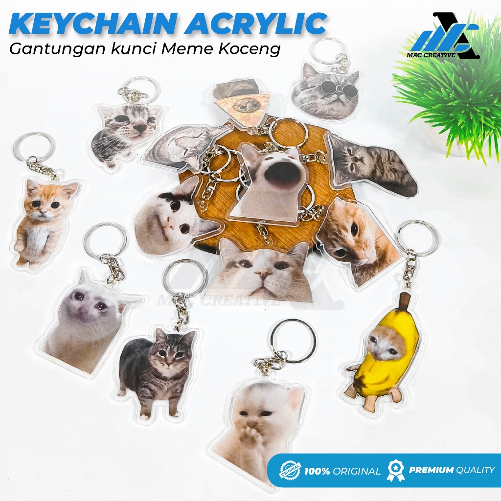 Jual Gantungan Kunci Meme Kucing Bahan Akrilik - Keychain Acrylic Print ...