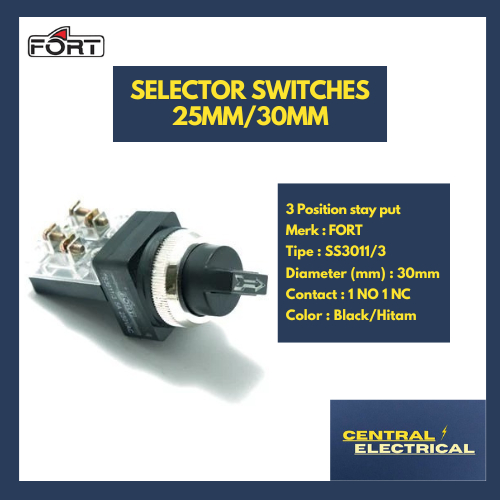 Jual FORT Selector Switches 30mm 3 Position Stay Put merk FORT tipe ...