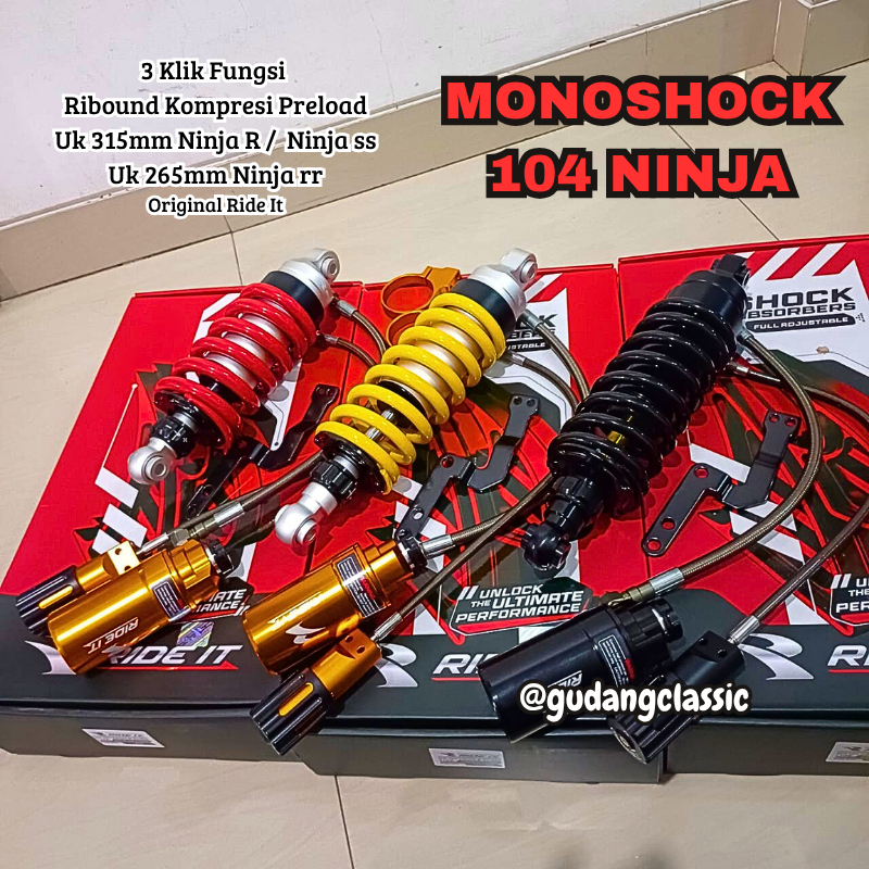 Jual Monoshock Ninja 150 R / RR / SS 250 GP 103 Flexible Shock Belakang Ninja 2T 4T 250 FI ...