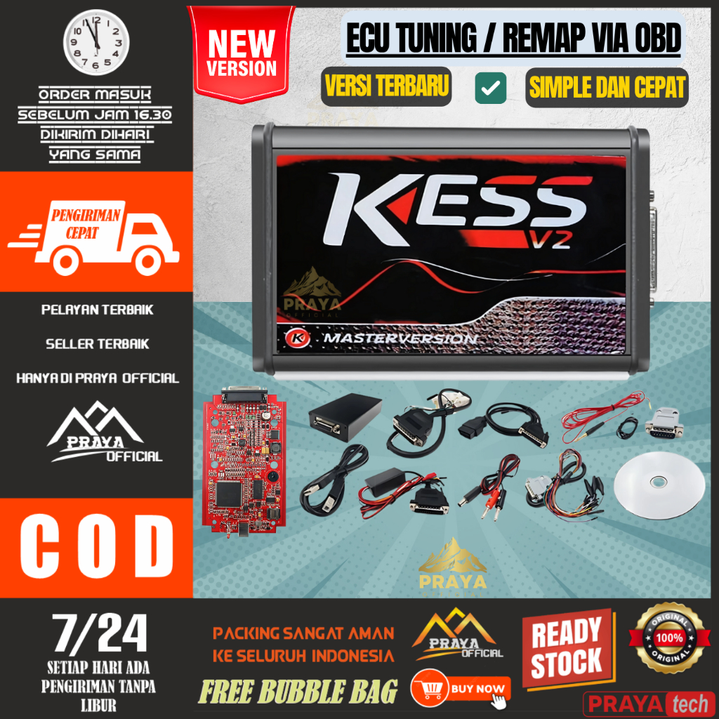 Jual Alat Remap Ecu Kess V2 5.017 EU Red ECM KTAG V2.25 V7.020 4 Led ...