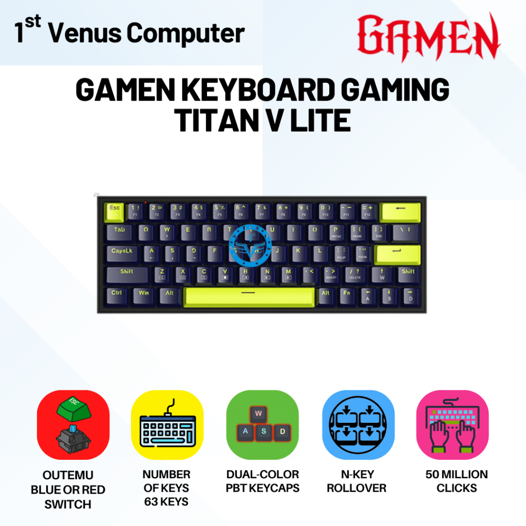 Jual GAMEN Titan V Lite Latest Titan Series Keyboard Gaming Mechanical ...