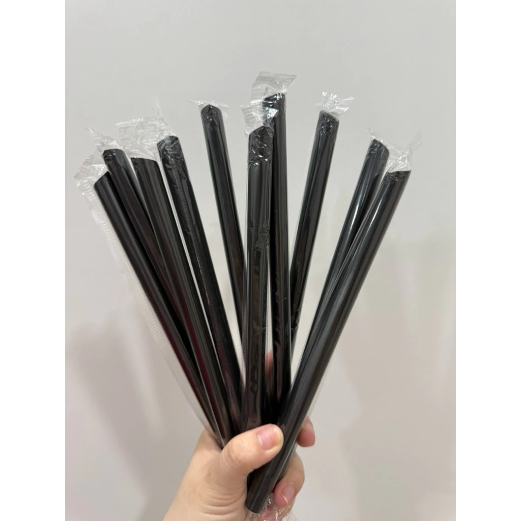 Jual Sedotan Boba Steril / Sedotan Hitam 12mm x 21cm Steril Isi 100 Pcs ...