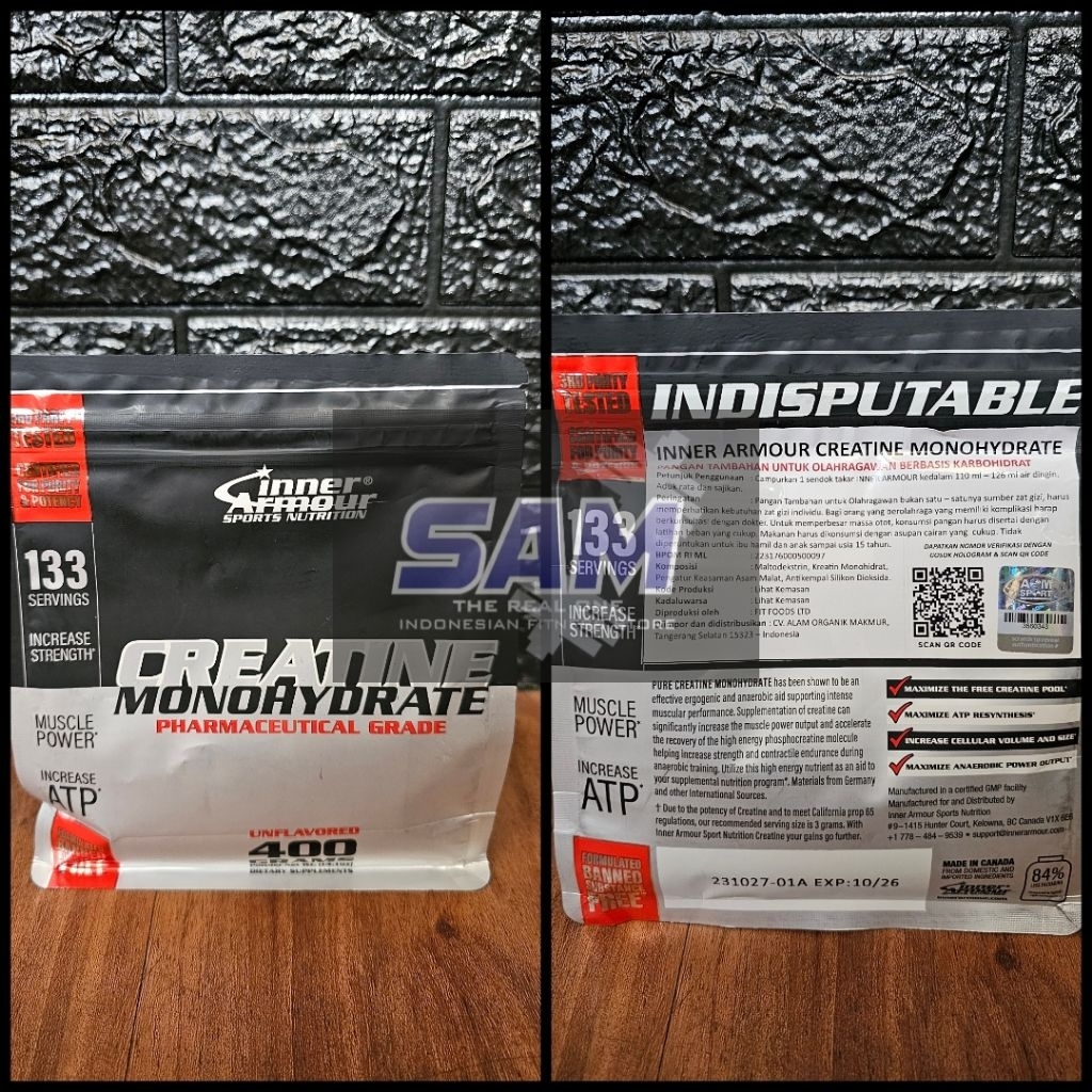 Jual Suplemen Fitness INNER ARMOUR Creatine Monohydrate 400 gram ...