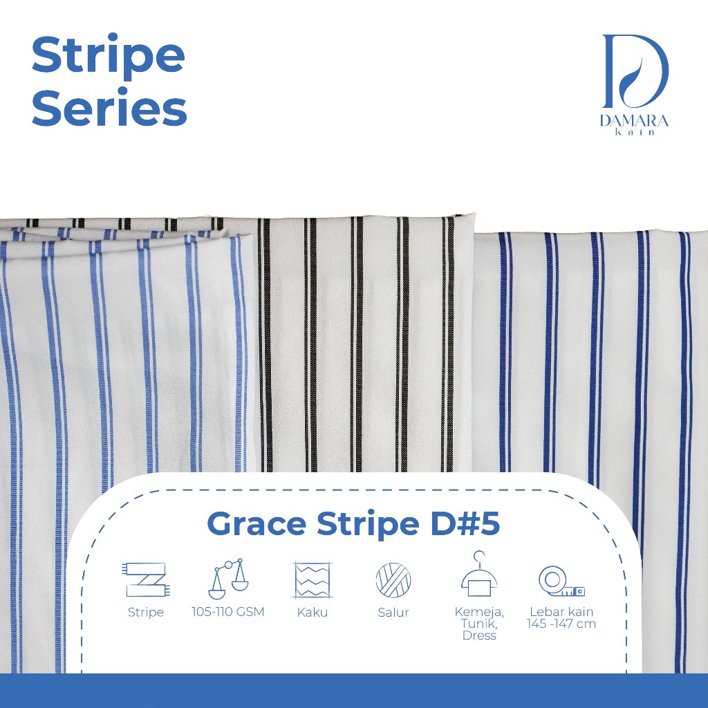 Jual Bahan Kain Poly Grace Stripe D#5 | Shopee Indonesia