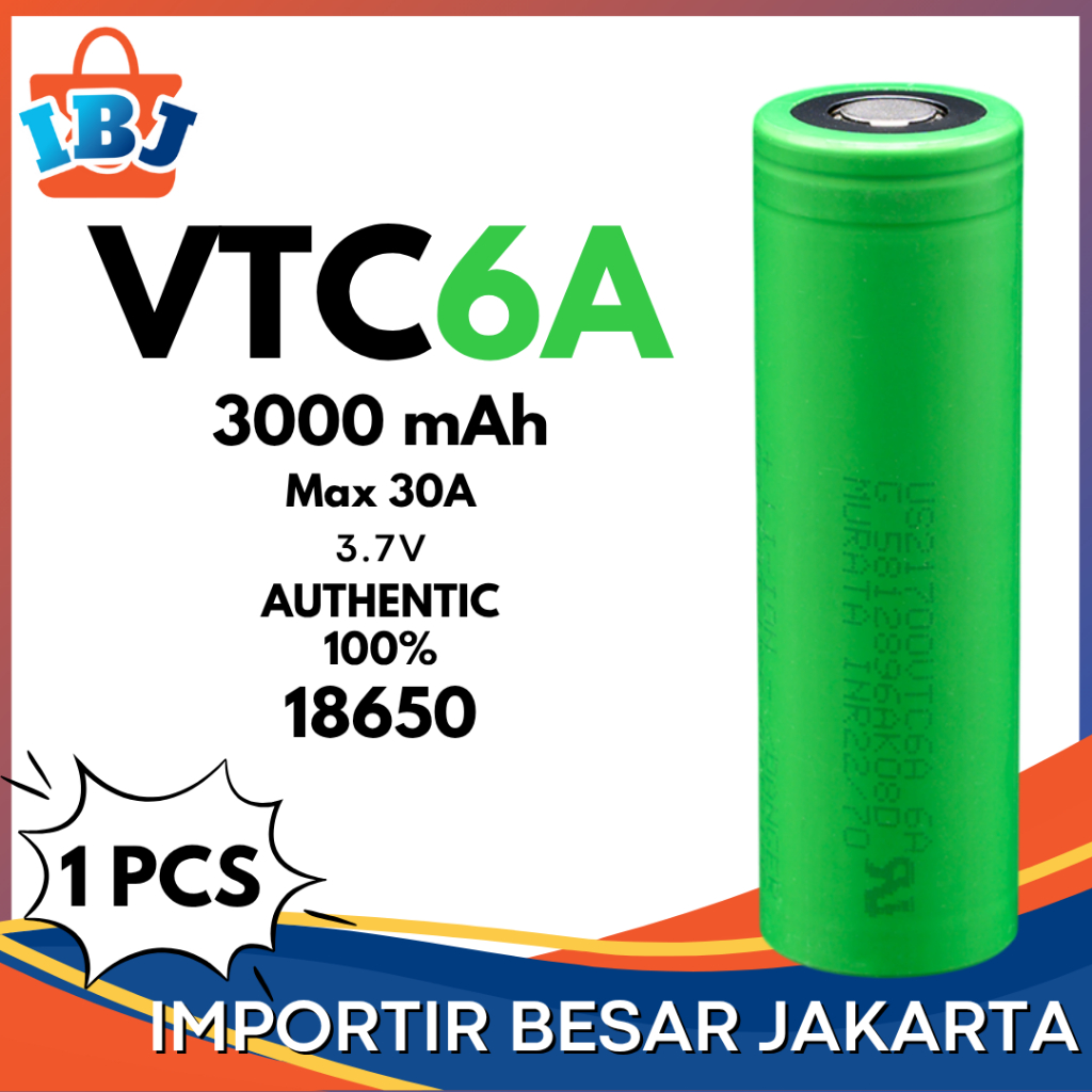 Jual ORIGINAL!!!! BATERAI Sony VTC6A 18650 3.7V 30A 3000mAh Baterai ...