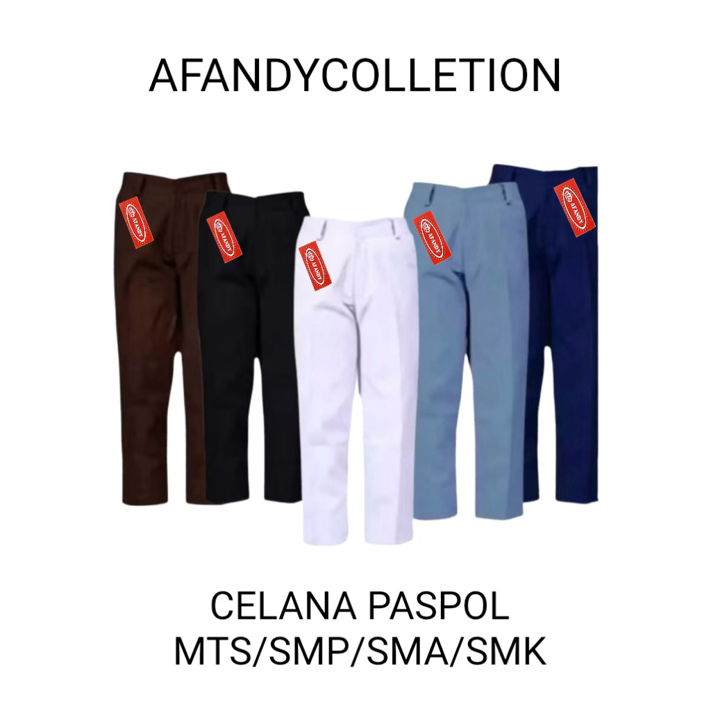 Jual CELANA SEKOLAH PASPOL SMP SMA PANJANG ABU/BIRU/PUTIH/HITAM/COKLAT ...