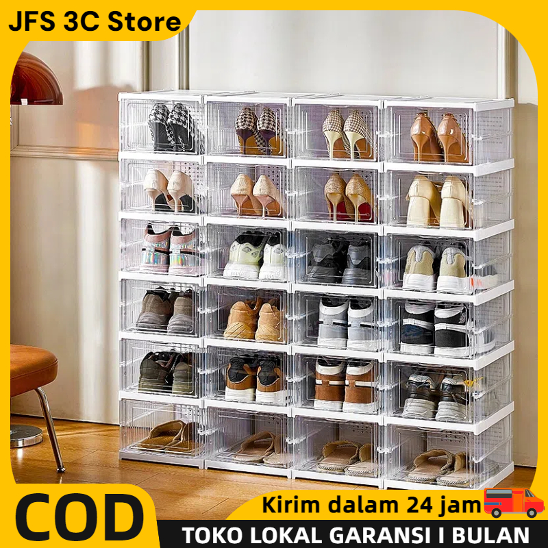 Jual Rak Sepatu Lipat Rak Sepatu Susun Tertutup Lemari Sepatu Kotak ...