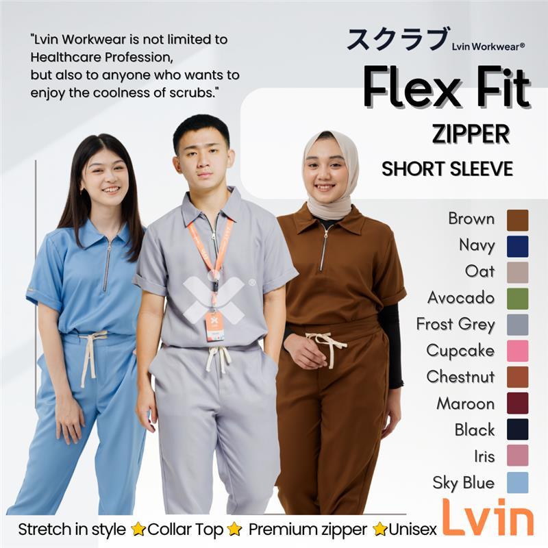 Jual [ Lvin ] FLEX FIT ZIPPER - BAJU SCRUB MEDICAL SCRUB SUIT DOCTOR'S ...