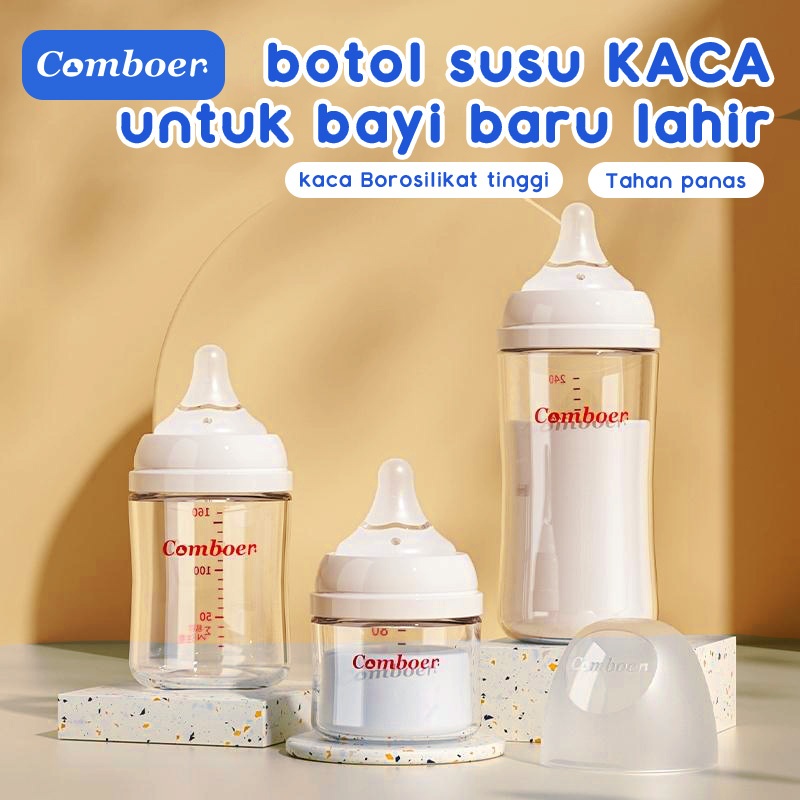 Jual COMBOER botol susu kaca bayi Botol susu bayi newborn Kaca 80ML/160ML/240MLBotol Minum Bayi ...
