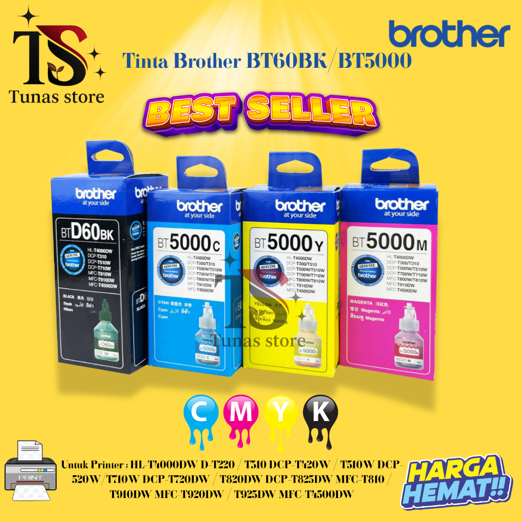 Jual 1 SET 4 PCS Tinta Brother BTD60BK/BT5000 Tipe Printer DCP T310 DCP ...