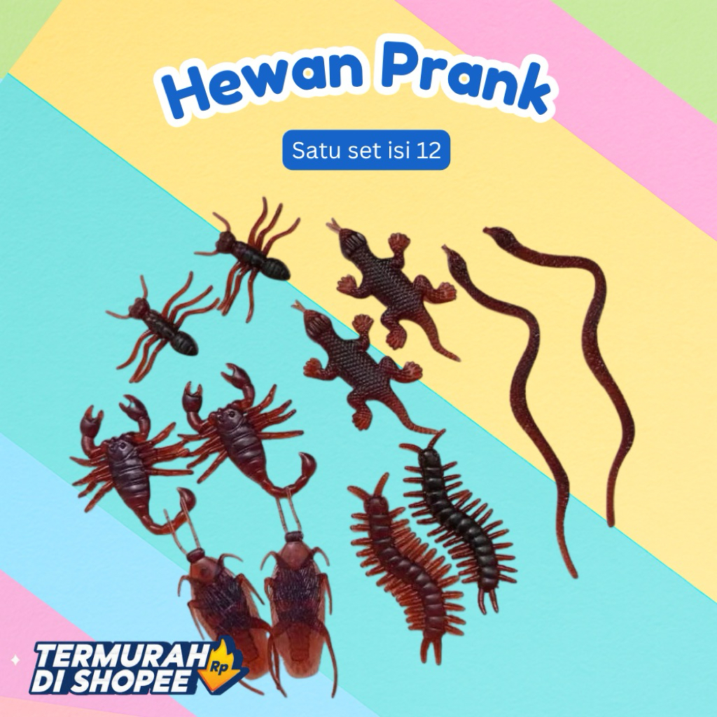 Jual [EDUFUNTOYS] Mainan Prank Hewan Palsu Isi 12 | Kecoa Ular Cicak ...