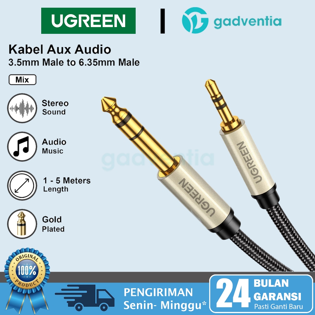 Jual UGREEN Kabel Audio Aux 6.5mm Speaker Amplifier Gitar To 3.5mm Male Mp3 Laptop Handphone ...