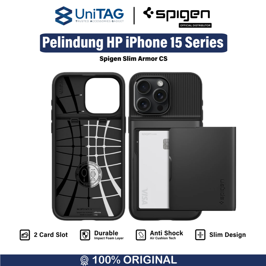 Jual Case iPhone 15 Pro Max Plus Spigen Slim Armor Card Slot Wallet ...