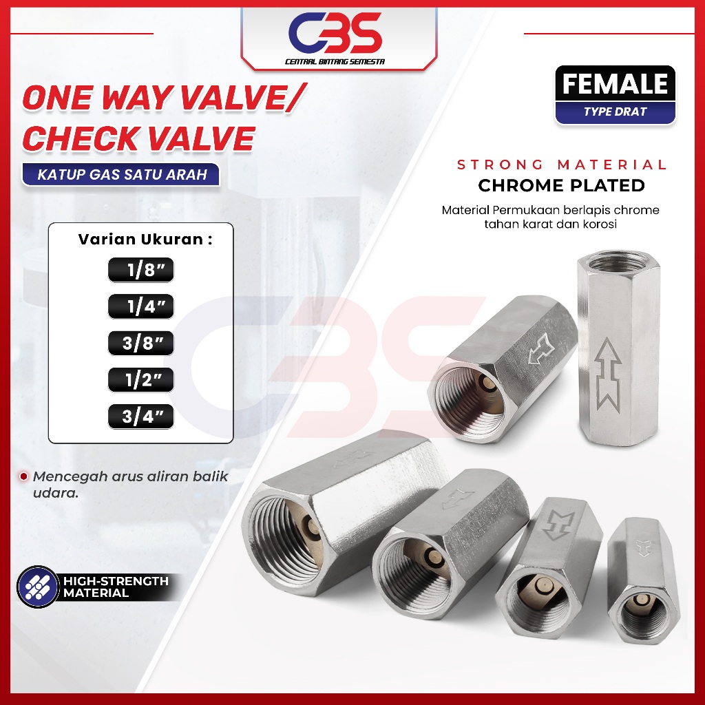 Jual {CBS} Check Valve / One Way Valve / No Return Valve 1/4" 1/2'' 1/8 ...