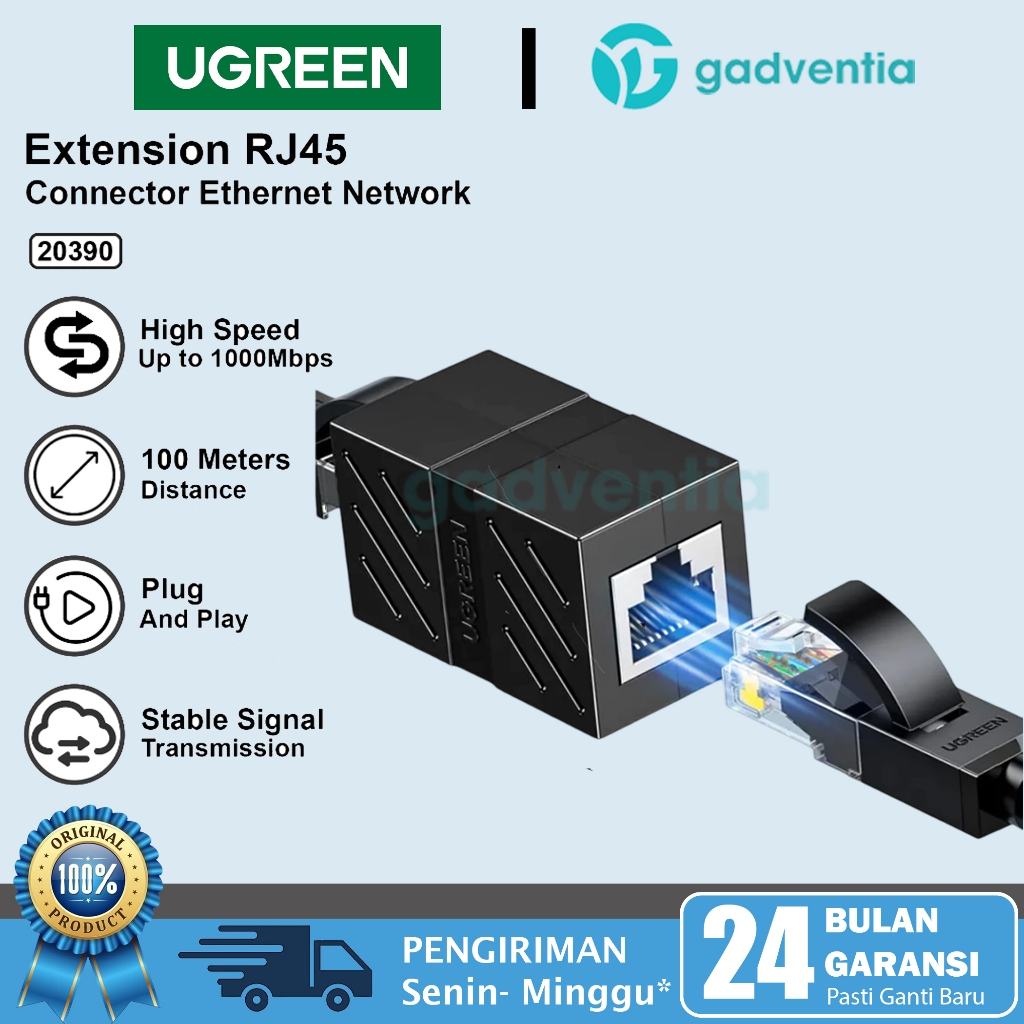 Jual Ugreen Adapter Barel Utp Rj45 Lan Coupler Cat 7/Cat 6/Cat5 ...