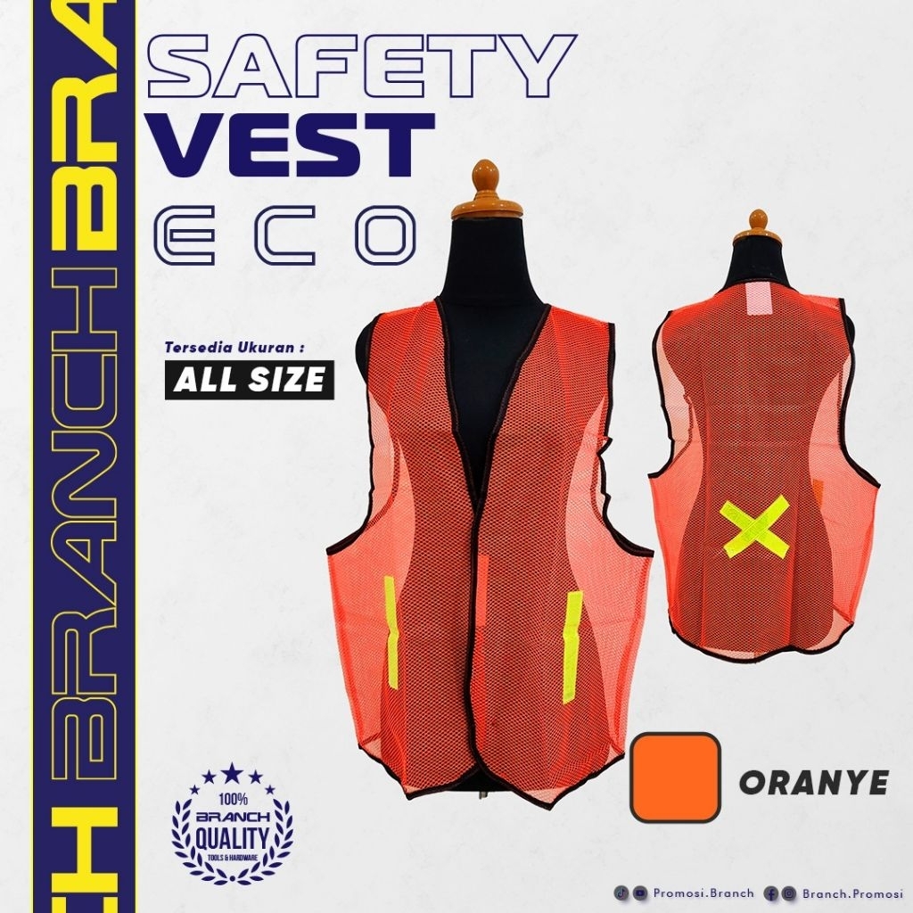 Jual BRANCH Rompi Proyek Jaring Safety Vest orange&Hijau | Shopee Indonesia