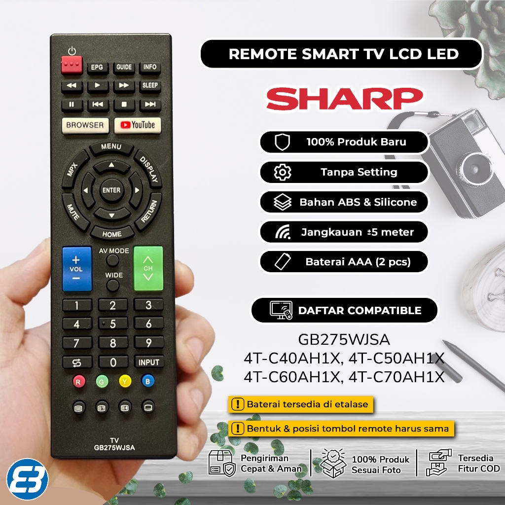 Jual Remote Remot TV Sharp Aquos LCD LED Smart TV GB275WJSA | Shopee Indonesia