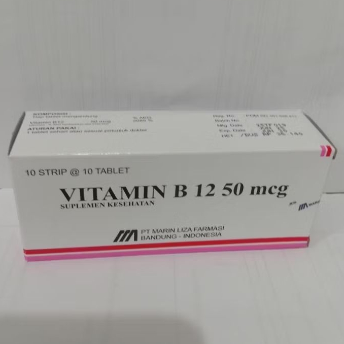 Jual Vitamin B12 50 mcg marin liza box 100 tablet | Shopee Indonesia