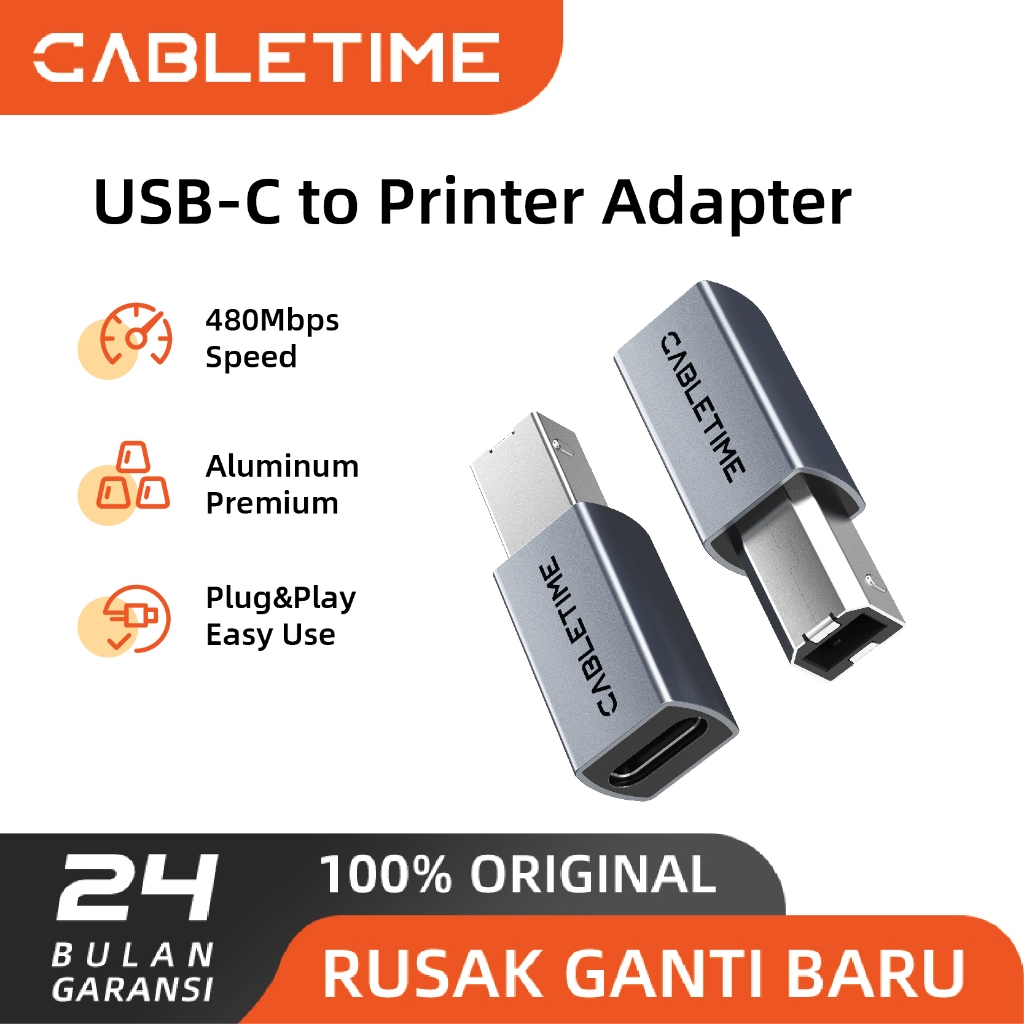 Jual CABLETIME Adapter USB Type C To USB-B 2.0 Male Converter Konektor ...