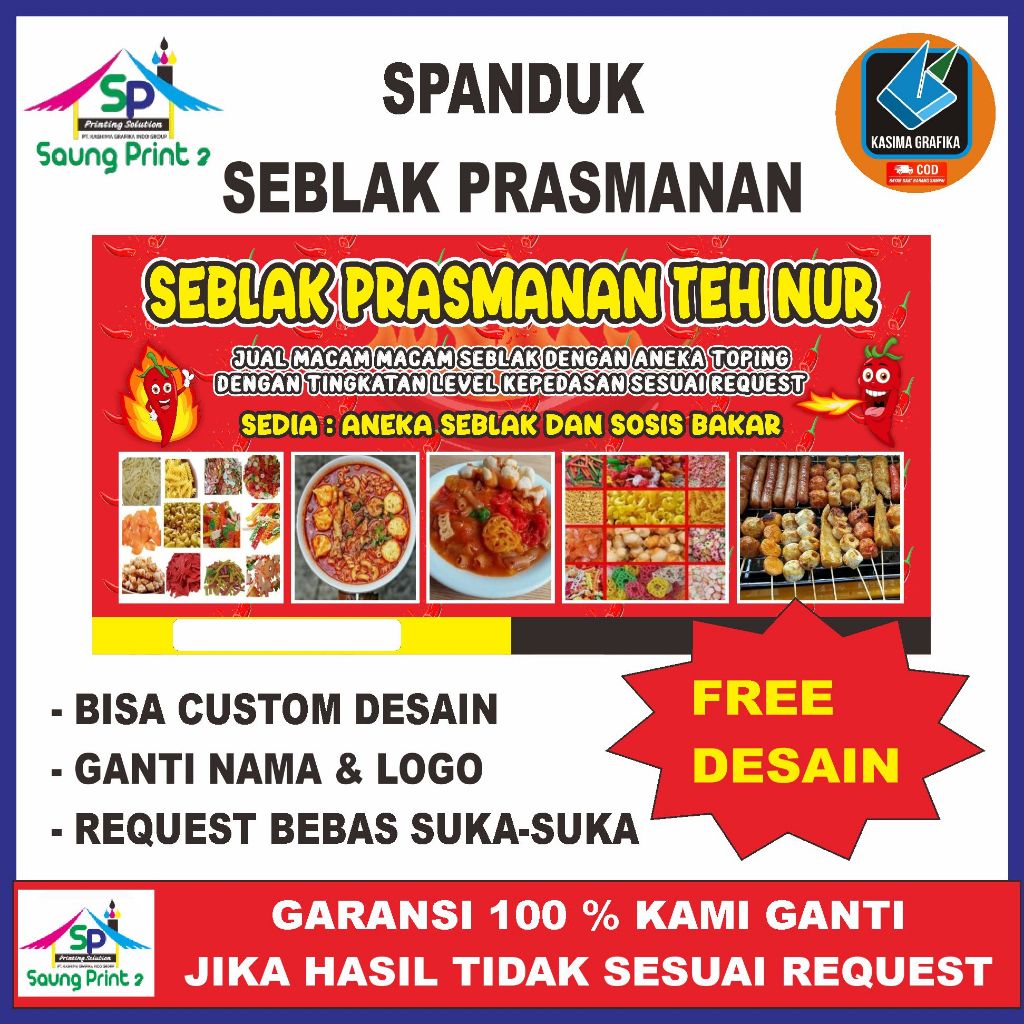 Jual Spanduk Jualan Seblak Bisa Custom dan Free Design | Shopee Indonesia