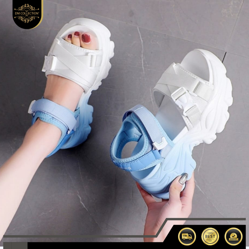 Jual DM SHOPP- Sendal Wedges Gunung Wanita Sol 2 Warna Kombinasi Tali ...