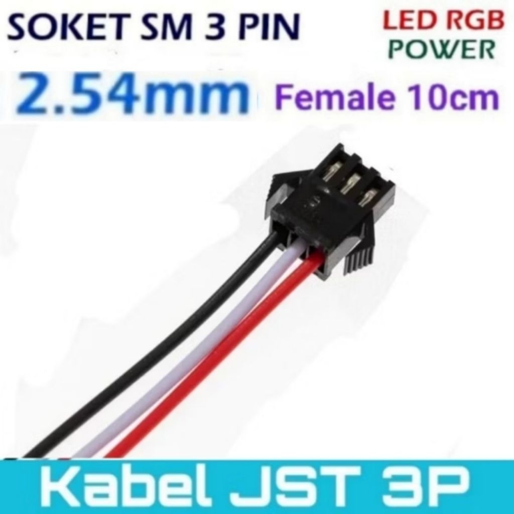 Jual Kabel Soket JST SM 3 Pin FEMALE Terminal RGB Led | Shopee Indonesia
