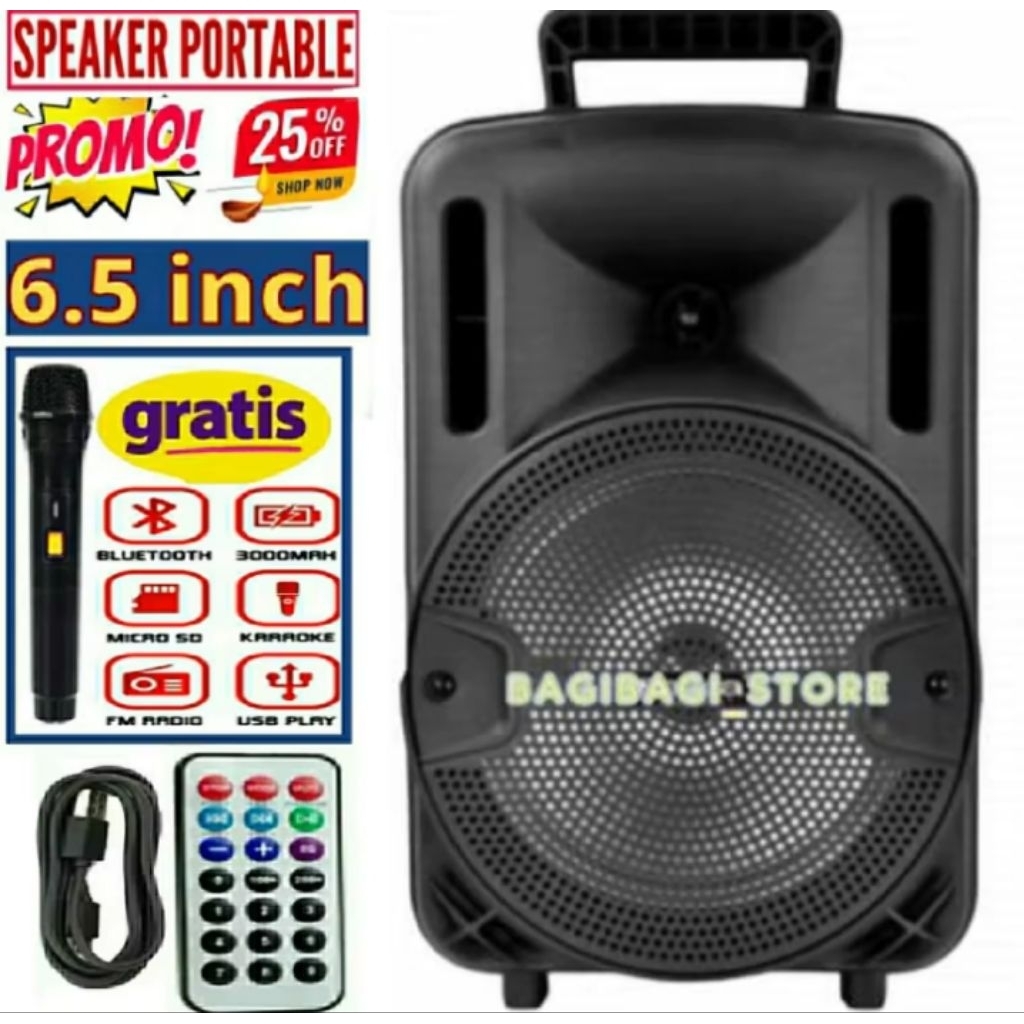 Jual Speaker Subwoofer aktif 6.8INC Gratis Mic Karoke SQ-336 Free Mic ...