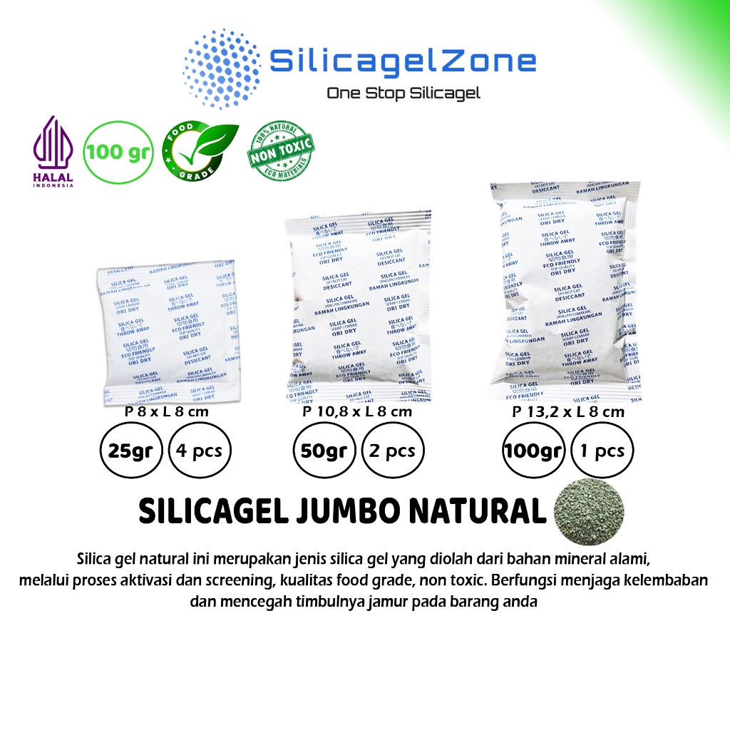 Jual Silica Gel JUMBO NATURAL 100 gram TERMURAH FOOD GRADE | Shopee ...