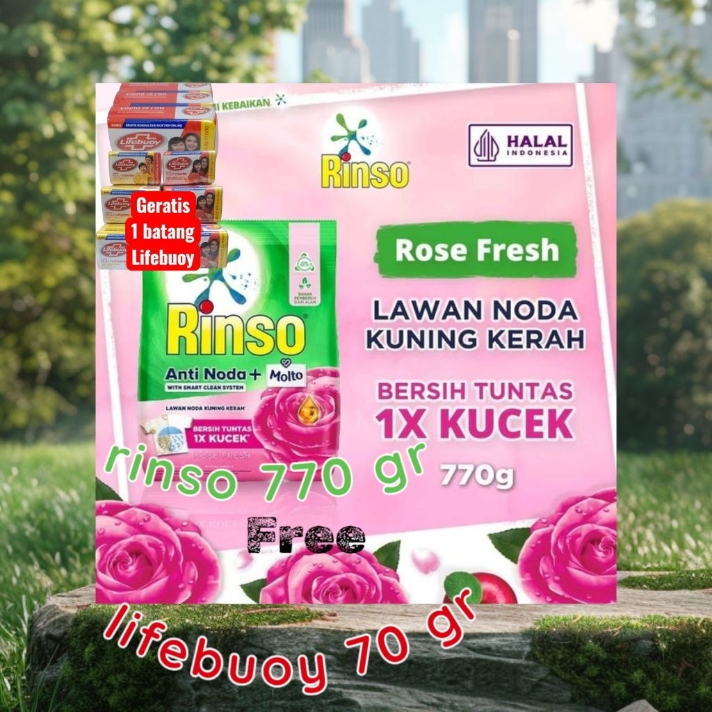 Jual rinso rose fresh 770 gr. free lifebuoy 70gr | Shopee Indonesia
