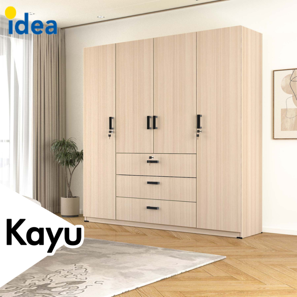 Jual IDEA Furniture IDAHO Lemari Pakaian Lemari Baju 4 Pintu Kayu Besar ...
