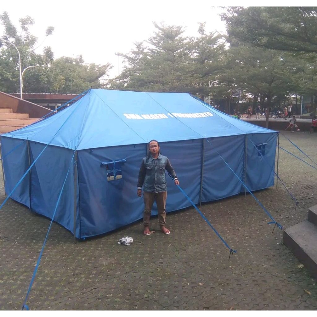 Jual Tenda Komando setandar TNI ukuran 4x6x2,50 barak pramuka | Shopee ...