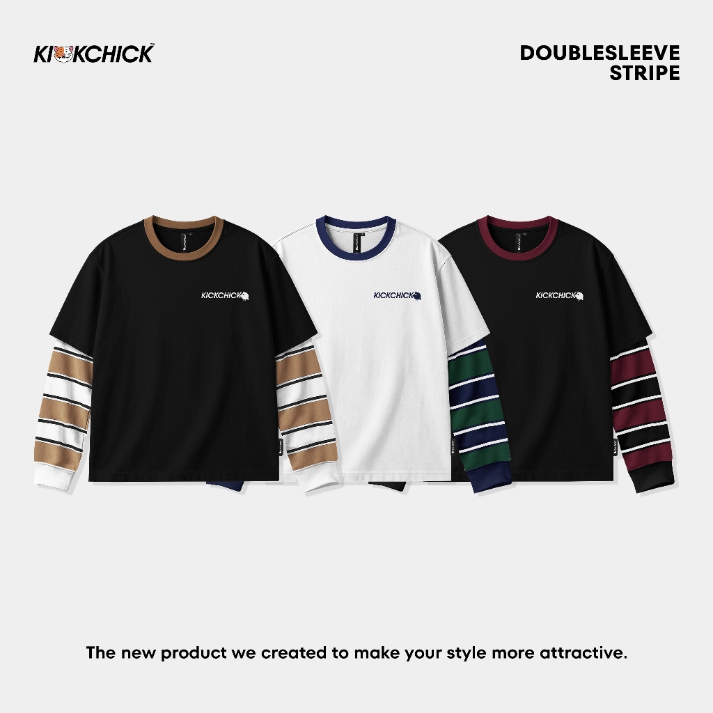 Jual Kickchick Doublesleeve Stripe Chick Black & white | Kaos Atasan ...