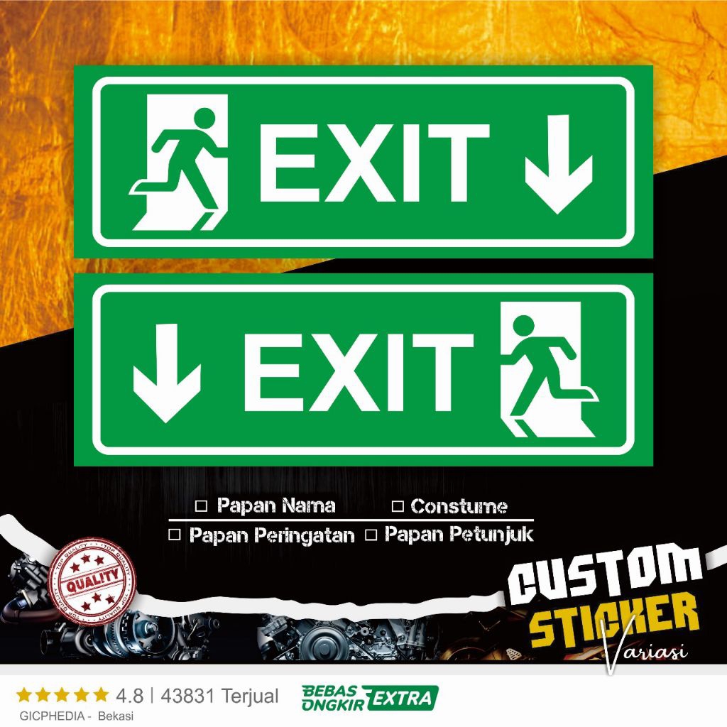 Jual Papan Petunjuk Pintu Darurat Exit | Papan Peringatan | Hiasan ...