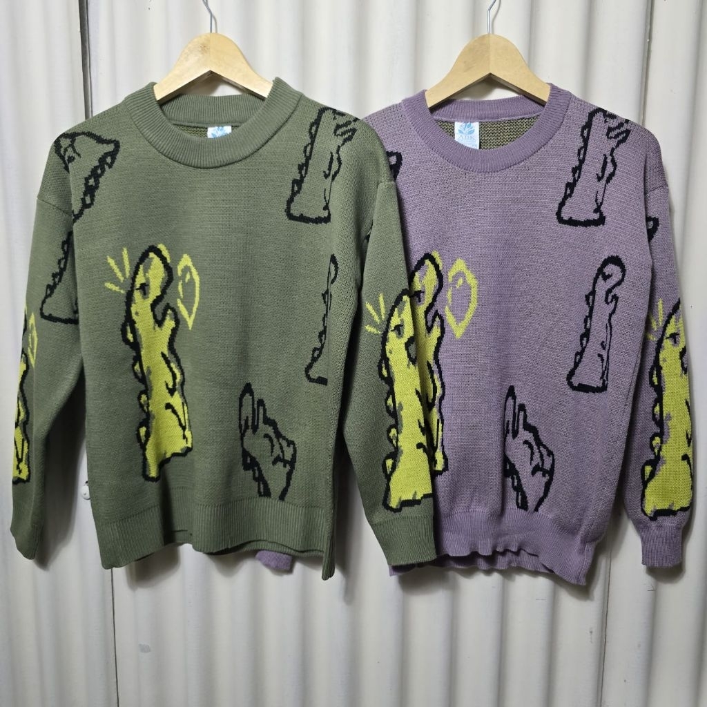 Jual Sweater Rajut Cewe Premium Model Kaos Motif Dinosaurus | Shopee ...