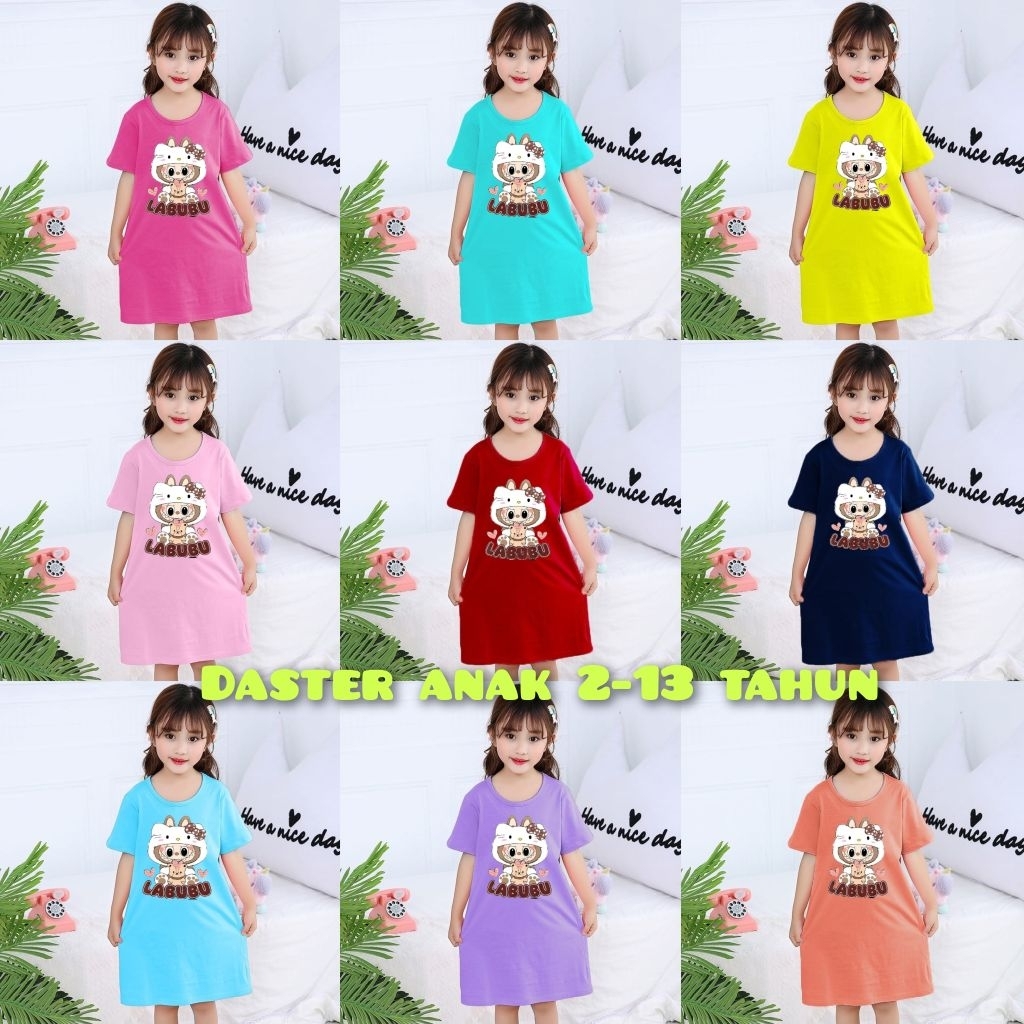 Jual Daster anak perempuan usia 2-13 tahun motif Labubu//Dress anak ...
