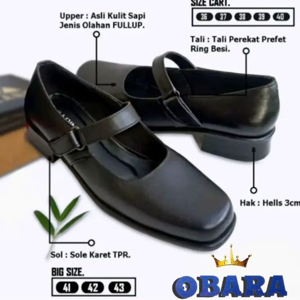 Jual OBARA//SEPATU PASKIBRA WANITA MODEL VELCRO(tali perepet) HAK 3 CM ...