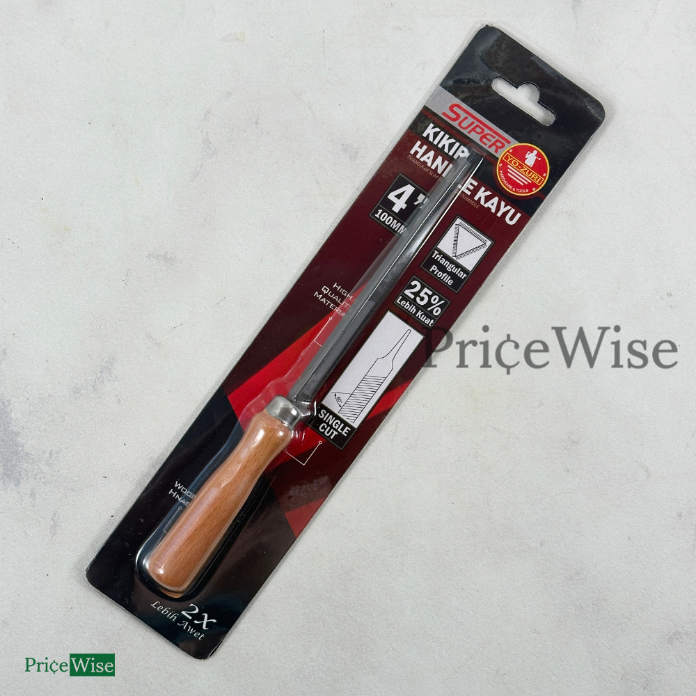 Jual Kikir Segitiga Gagang Kayu 4" Yozuri / Kikir Gergaji Slim Blister ...