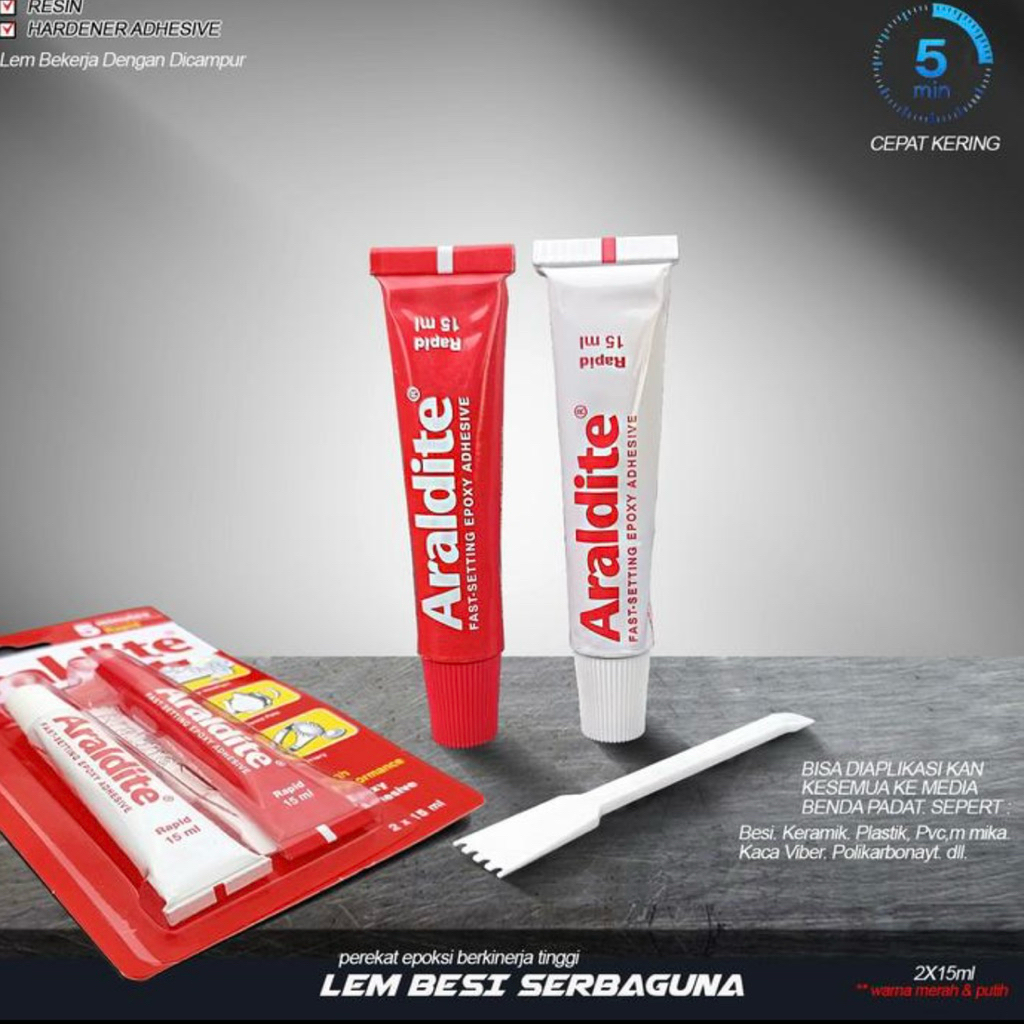 Jual Lem Araldite Merah Lem Epoxy Adhesive 5Menit Kering | Shopee Indonesia