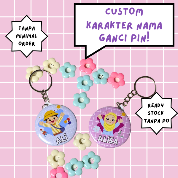 Jual Tanpa PO GANCI Pin BROS CETAK GANTUNGAN KUNCI KARAKTER NAMA CUSTOM ...