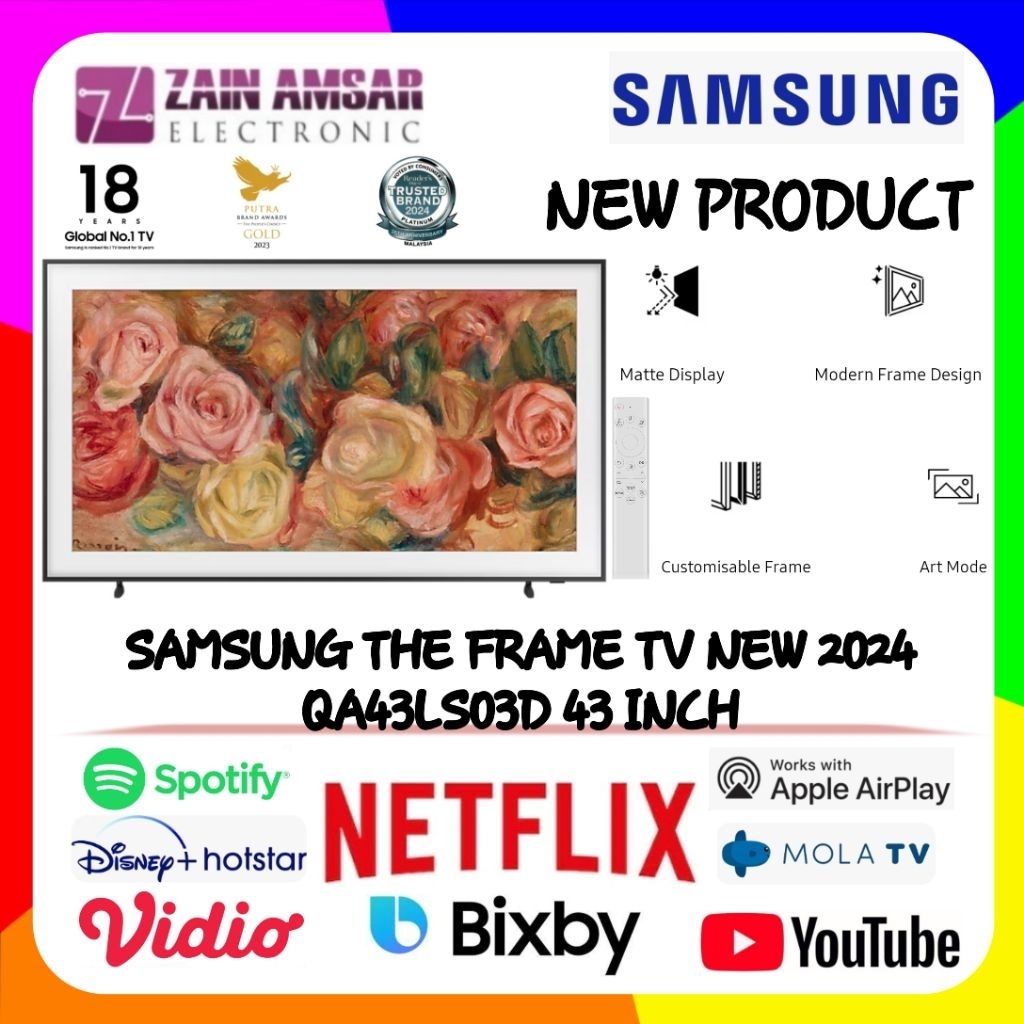 Jual SAMSUNG THE FRAME TV NEW 2024 QA43LS03D 43 Inch | Shopee Indonesia